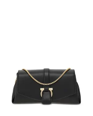 FERRAGAMO Small Leather Crossbody Bag With Silver Tone Hardware