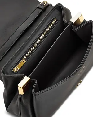 FERRAGAMO Small Leather Crossbody Bag With Silver Tone Hardware