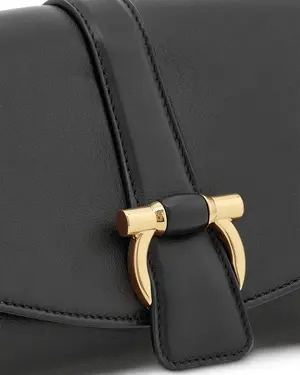 FERRAGAMO Small Leather Crossbody Bag With Silver Tone Hardware