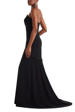 open lace back dress AIDAN MATTOX MD1E207082 SHUTTER PLEAT SATIN