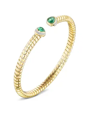 Marina B 18k Yellow Emerald And Diamond Cuff Bracelet