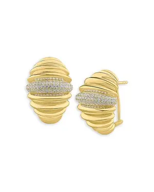 KENNETH JAY LANE Pave Textured Drop Earrings - Gold