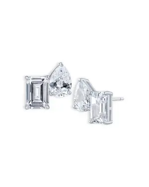KENNETH JAY LANE Emerald Cut And Pear Shaped Stud Earrings