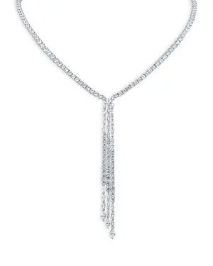 KENNETH JAY LANE Round & Marquise Cubic Zirconia Lariat Necklace - Silver