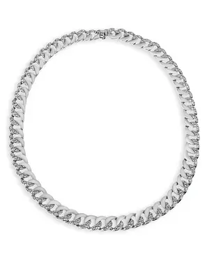 KENNETH JAY LANE Pave Chain Link Necklace - Silver