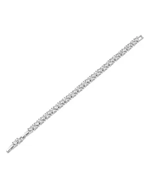 KENNETH JAY LANE Cubic Zirconia Heart Tennis Bracelet - Silver