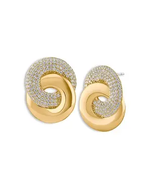 KENNETH JAY LANE Pave Interlocking Loop Drop Earrings - Two Tone