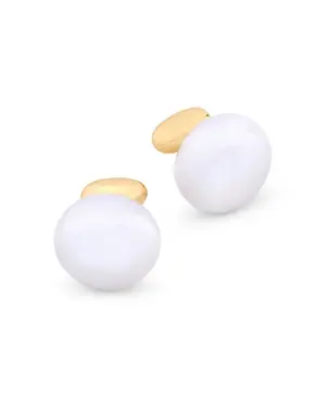 Aqua Bar & Imitation Pearl Earrings - Gold