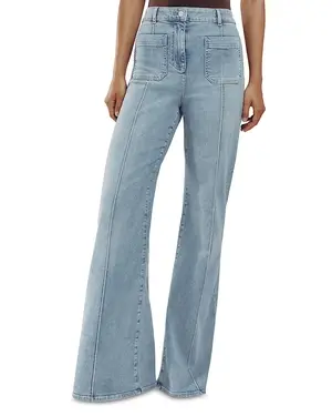 REISS Petite Sakura High-rise Flare Jeans - Light Blue
