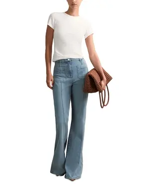 REISS Petite Sakura High-rise Flare Jeans - Light Blue