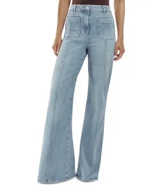 REISS Petite Sakura High-rise Flare Jeans - Light Blue