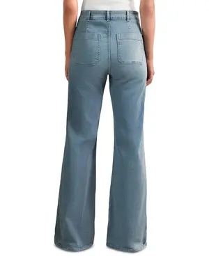 REISS Petite Sakura High-rise Flare Jeans - Light Blue