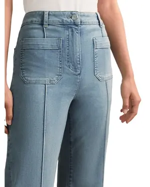 REISS Petite Sakura High-rise Flare Jeans - Light Blue