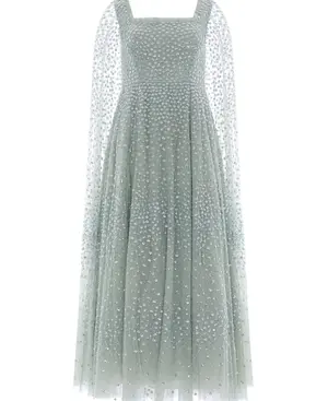 NEEDLE & THREAD Scatter Dot Cape Sleeve Ankle Gown - Laurel