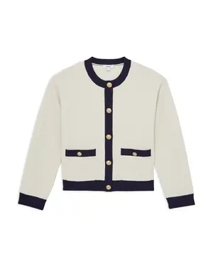REISS Tipped Wool-cashmere Cardigan Sweater