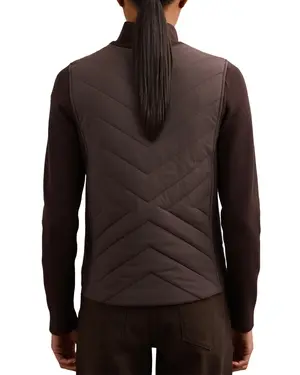 REISS Hansel Knitted Mixed Media Jacket - Chocolate