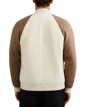 REISS Color Block Jacket - Off White/tan