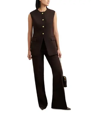 REISS Priya Waistcoat - Chocolate
