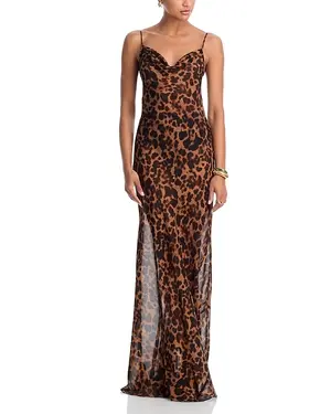 L'Agence Christine Silk Gown - Brown Multi