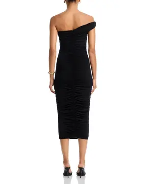 L'Agence Cheryl Shirred Midi Dress