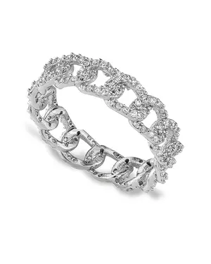 KENNETH JAY LANE Pave Chain Link Ring - Silver