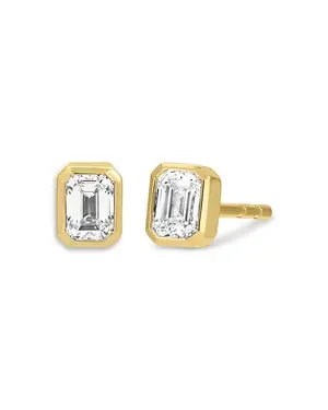 Ef Collection 14k Diamond Emerald Cut Solitaire Stud Earrings - Gold