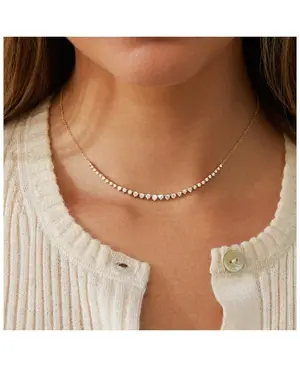 Ef Collection 14k Yellow Diamond Graduated Choker Necklace - Gold