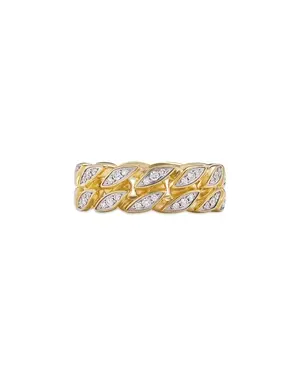 David Yurman Curb Chain Band Ring With Diamonds - Gold