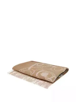 Etro Equine Heraldic-motif Wool Throw Blanket - Neutrals