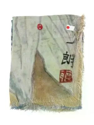 TALKING WALLS Ela Komadori Fringed Scarf - Neutrals