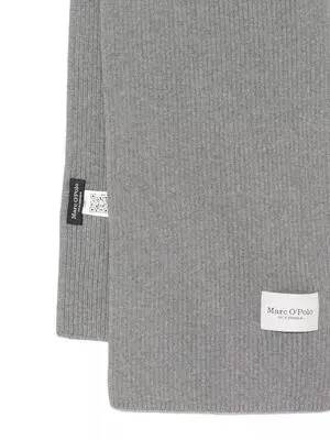 Marc O'polo Ribbed Patch-logo Scarf - Grey