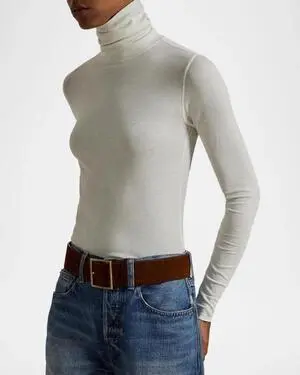 Polo Ralph Lauren Stretch Ribbed Turtleneck Top - Nevis