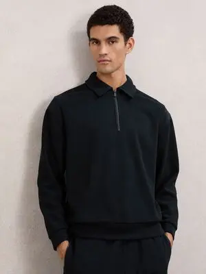 REISS Bert Corduroy Half-zip Polo Shirt