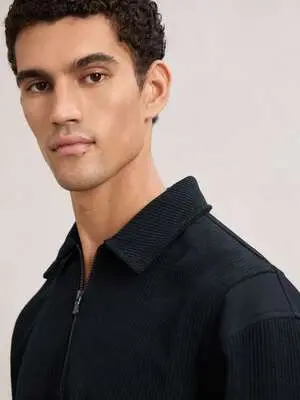 REISS Bert Corduroy Half-zip Polo Shirt