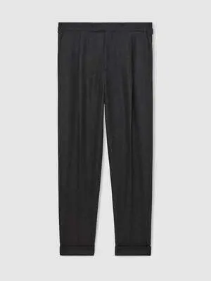 REISS Atelier Wool Tapered Trousers - Charcoal