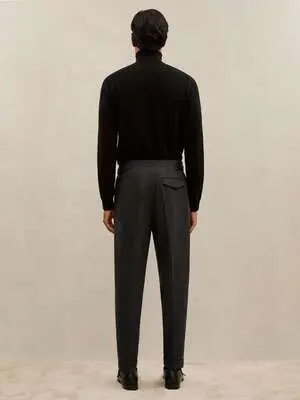 REISS Atelier Wool Tapered Trousers - Charcoal