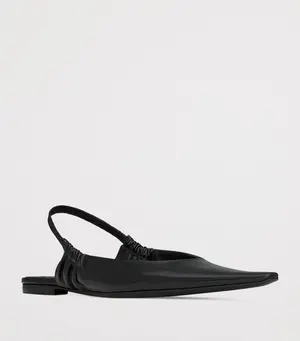 Saint Laurent Leather Anne-marie Slingback Flats - Black