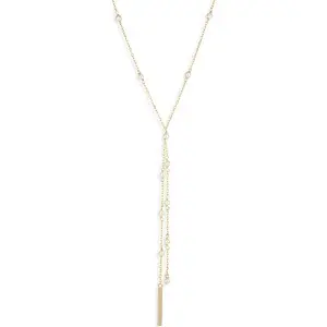 Nordstrom Faux Pearl Y-necklace - 14k Gold Plated