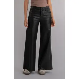 Kut From The Kloth Ryan Fab Ab Coated High-waist Wide-leg Jeans - Black