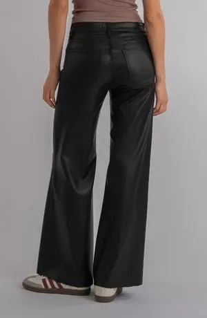 Kut From The Kloth Ryan Fab Ab Coated High-waist Wide-leg Jeans
