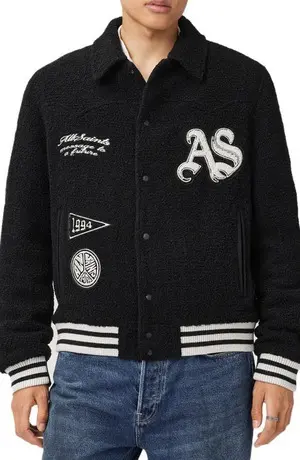 ALLSAINTS Baum Wool-blend Baseball Jacket - Black