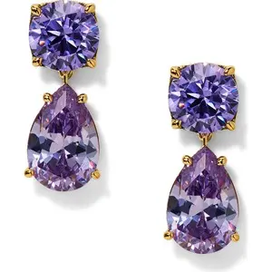 Nadri Maiden Cubic Zirconia Drop Earrings - Gold/lavendar