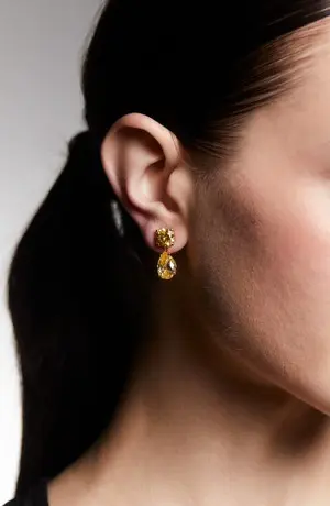 Nadri Maiden Cubic Zirconia Drop Earrings - Gold/yellow