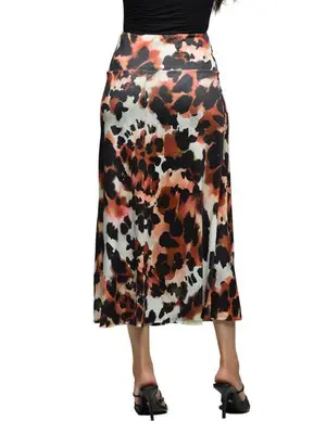 24SEVEN COMFORT APPAREL Animal Print Elastic Waist Maxi Skirt - Brown Multi