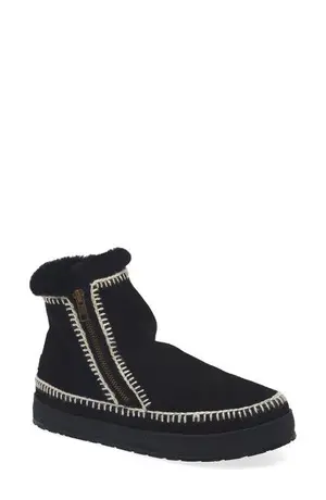 LAIDBACK LONDON Setsu Genuine Shearling Lined Ankle Boots - Black Suede/natural