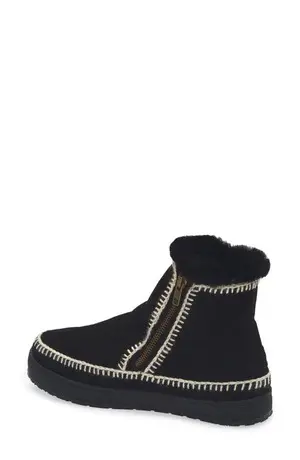 LAIDBACK LONDON Setsu Genuine Shearling Lined Ankle Boots - Black Suede/natural