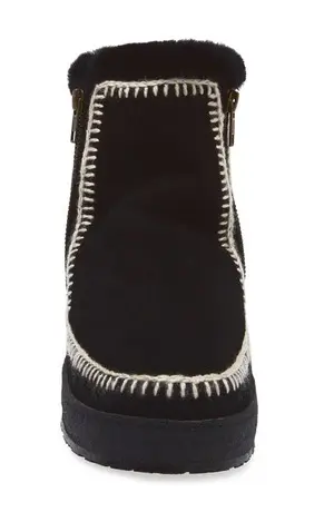 LAIDBACK LONDON Setsu Genuine Shearling Lined Ankle Boots - Black Suede/natural