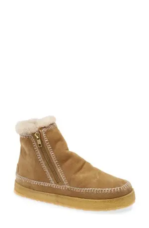 LAIDBACK LONDON Setsu Genuine Shearling Lined Ankle Boots - Saffron Suede /wheat