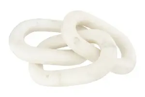 STORIED HOME Decorative Marble Chain Link Figurine - White