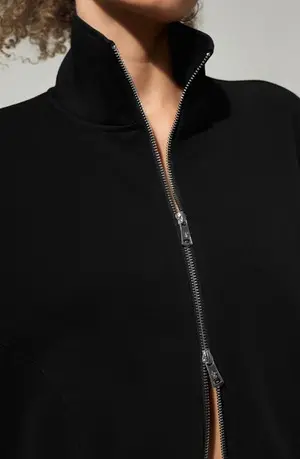 Lilysilk Silkerry Oversized Heirloom '89 Zip Stand Collar Jacket - Black